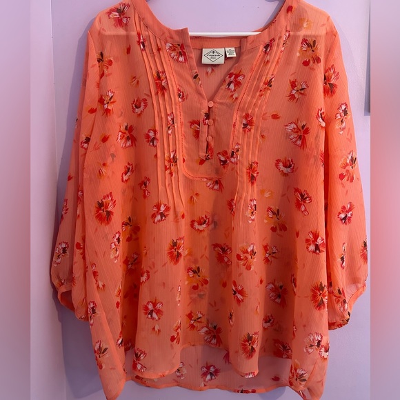St. John's Bay | Tops | St Johns Bay Floral Sheer Blouse | Poshmark